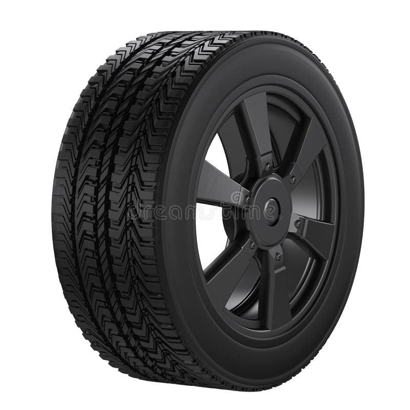 Black Tire with Alloy Wheel Stock Illustration - Illustration of spare ...