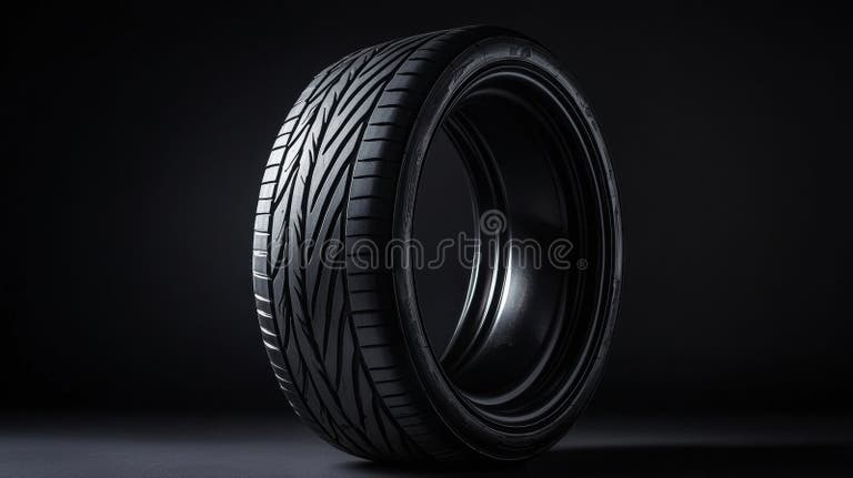 A Black Tire with a Complex Tread Pattern. Stock Photo - Image of black ...