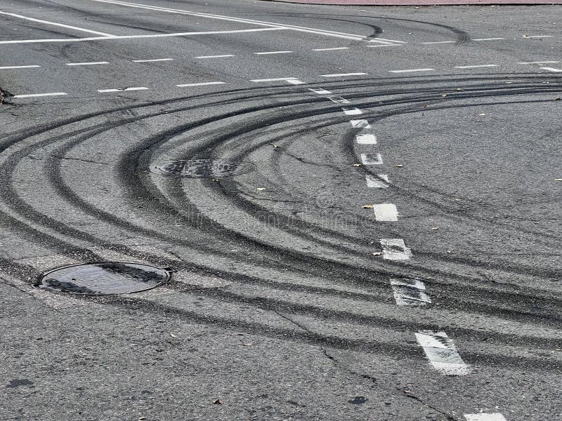 Black Tire Marks on Gray Asphalt Pattern Car from Drift Stock Image ...