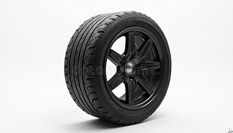 Black Tire and Rim Assembly on White Background Stock Illustration ...