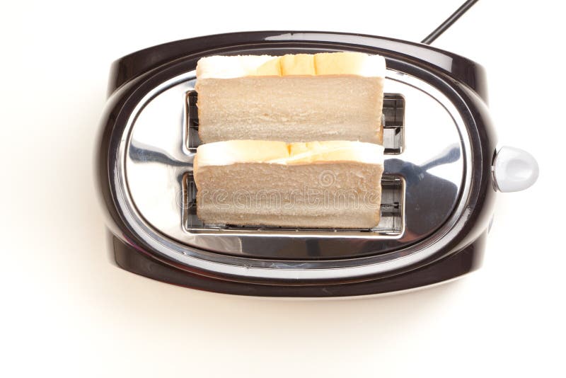 Black Toaster, Two Slices of Bread, on White Background Stock Image ...