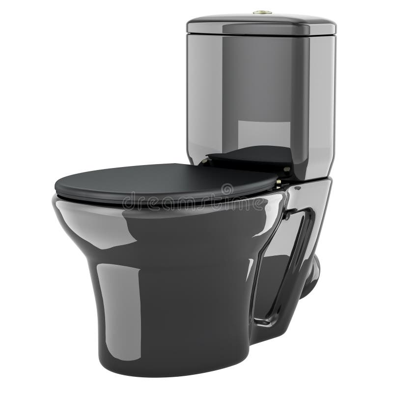 Black Toilet or Wc from Side or Front View or Isometric Isolated on a ...