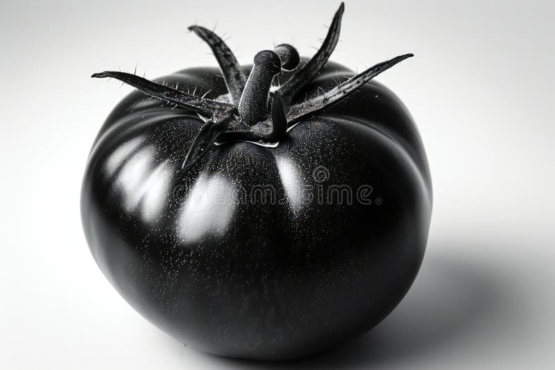 Black Tomato on a White Background, Close-up, Toned Stock Illustration ...