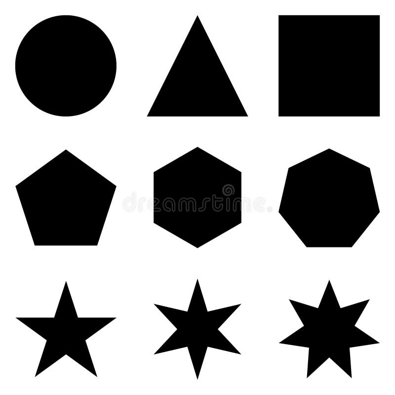 Black Toned Geometric Shapes Isolated on White Background Stock Vector ...