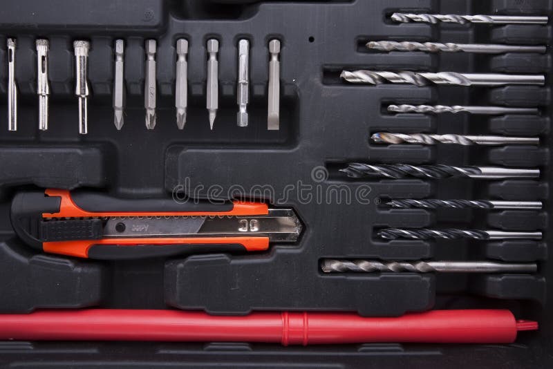 Black Tool Box With Difference Instruments Stock Image - Image of ...