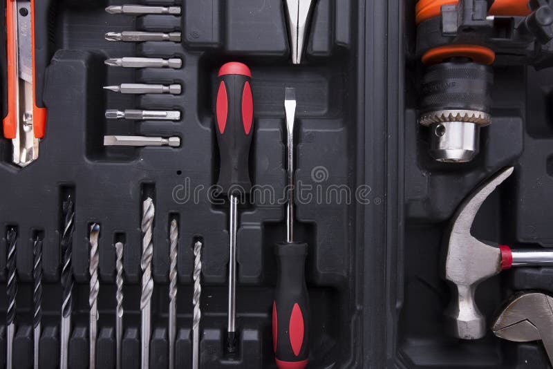 Black Tool Box with Difference Instruments Stock Photo - Image of ...