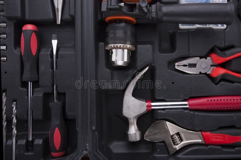 Black Tool Box with Difference Instruments Stock Photo - Image of ...
