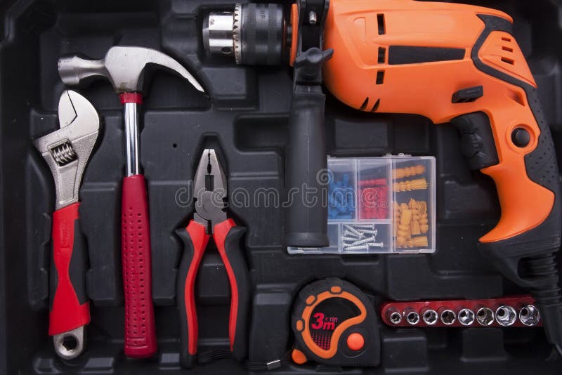 Black Tool Box with Difference Instruments Stock Photo - Image of ...