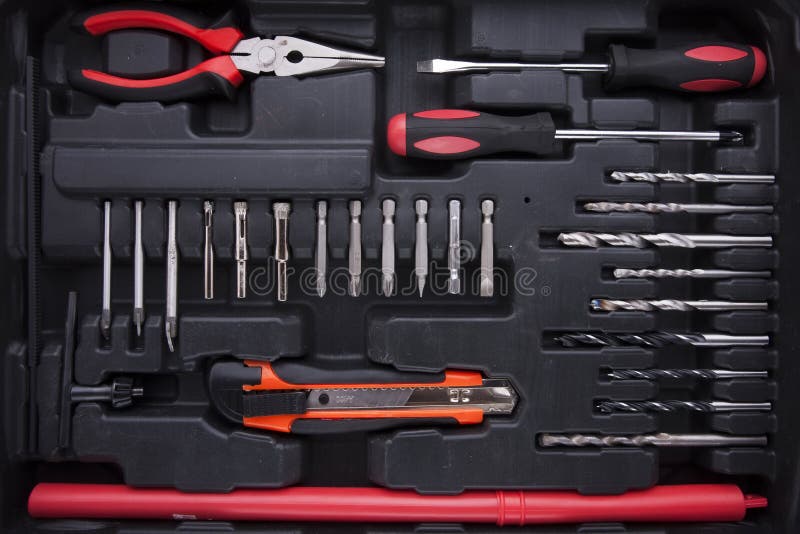 Black Tool Box with Difference Instruments Stock Photo - Image of ...