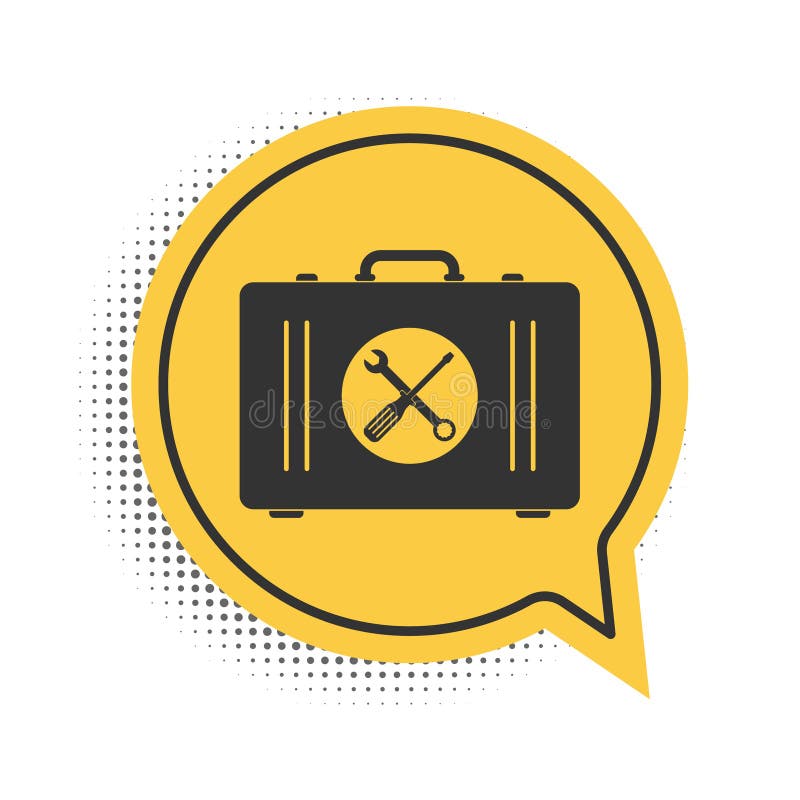 Black Toolbox Icon Isolated on Yellow Background. Tool Box Sign ...