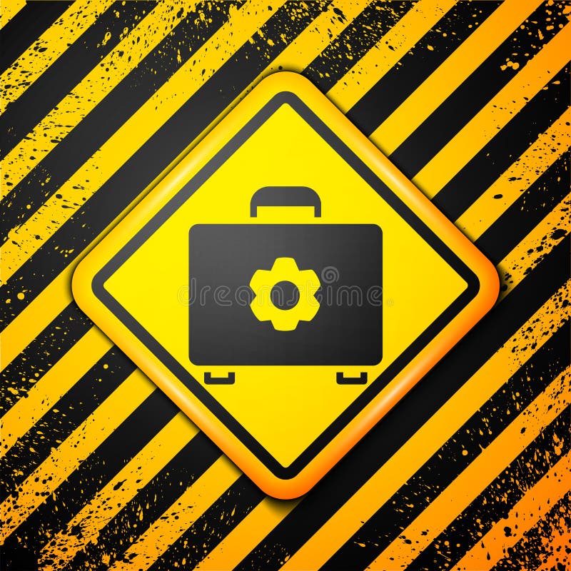 Black Toolbox Icon Isolated on Yellow Background. Tool Box Sign ...
