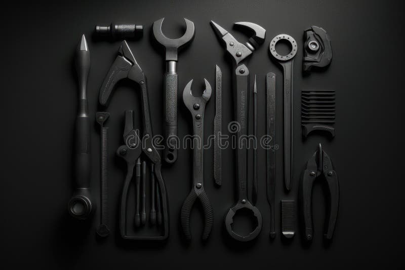 Black Tools on Black Background. AI Generated Stock Illustration ...