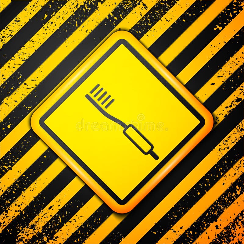 Black Toothbrush Icon Isolated on Yellow Background. Warning Sign Stock ...