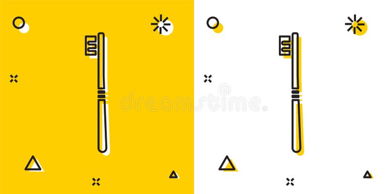 Black Toothbrush Icon Isolated on Yellow and White Background. Random ...