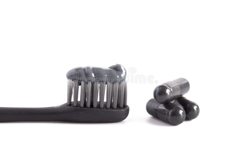 Black Toothpaste with Capsule of Activated Charcoal Stock Photo - Image ...