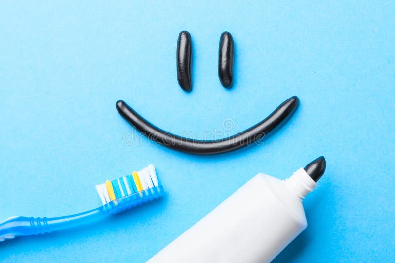 Black Toothpaste from Charcoal for White Teeth. Toothpaste in the Form ...