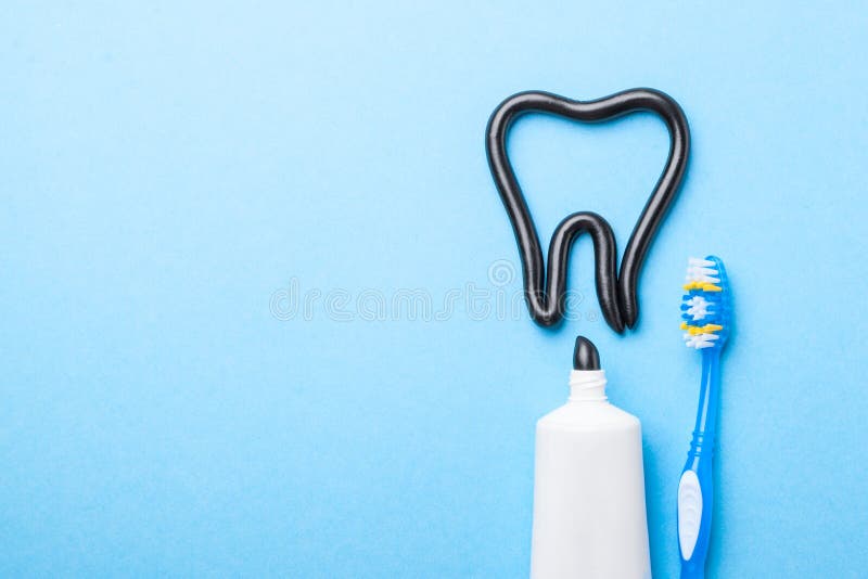 Black Toothpaste from Charcoal for White Teeth. Toothpaste in the Form ...
