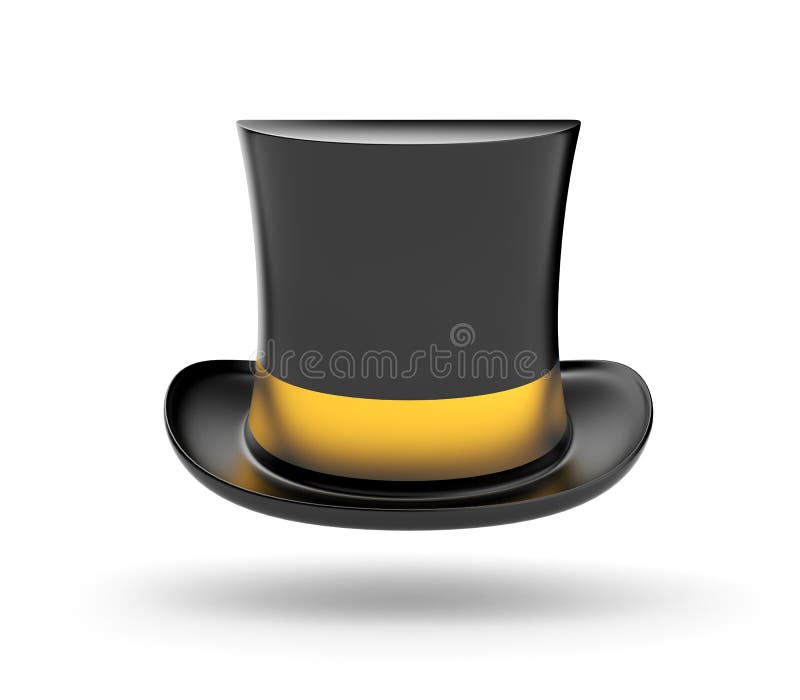 Black Top Hat with Gold Stripe Stock Illustration - Illustration of ...