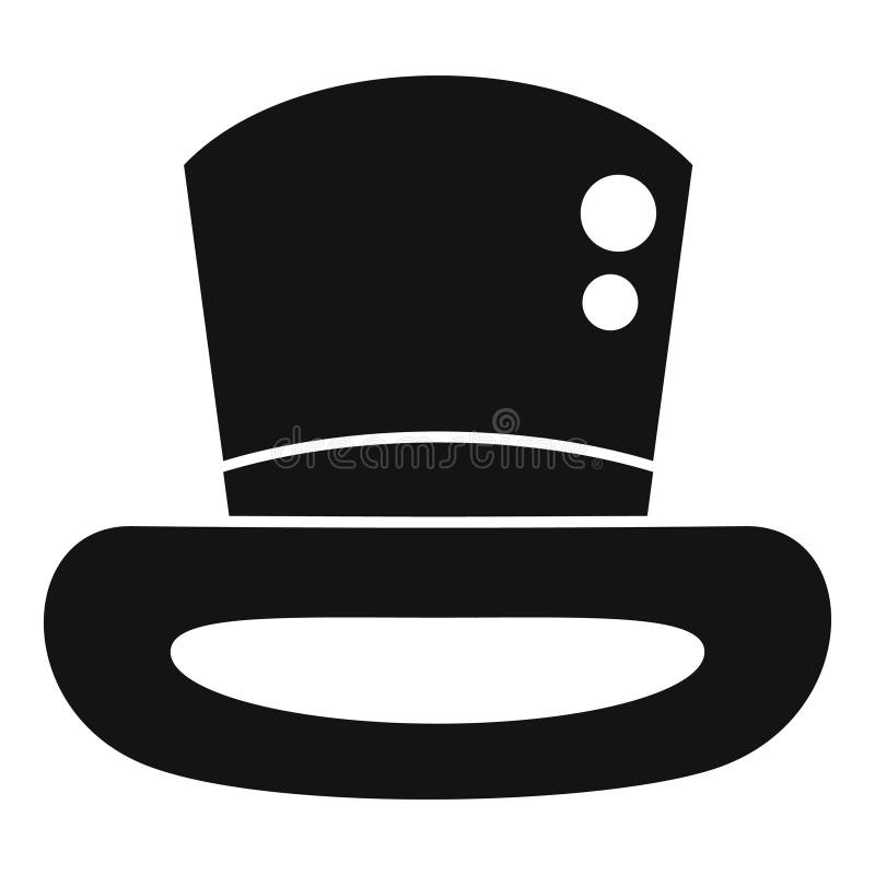 Black Top Hat with Two Buttons Icon Simple Style Stock Vector ...