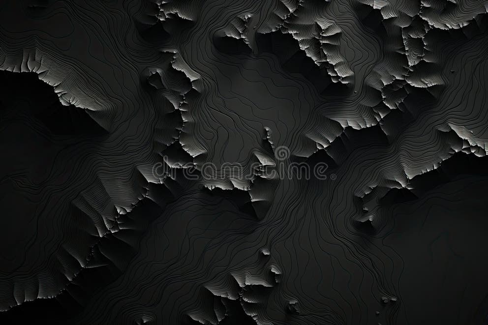Black Topographical Map Mountains Stock Illustration - Illustration of ...