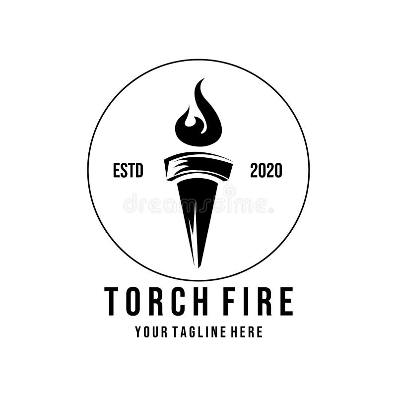 Black Torch with Flame Icon or Logo Stock Vector - Illustration of ...