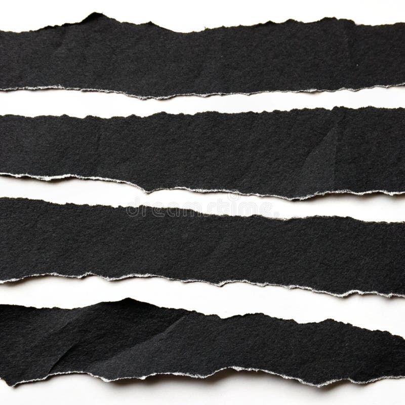 Black Torn Paper Strips on Transparent Background Stock Illustration ...