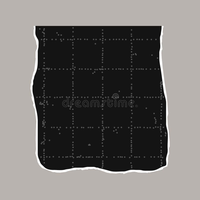Black Torn Sheet of Checkered Paper with Jagged Edges. Black Dotted ...