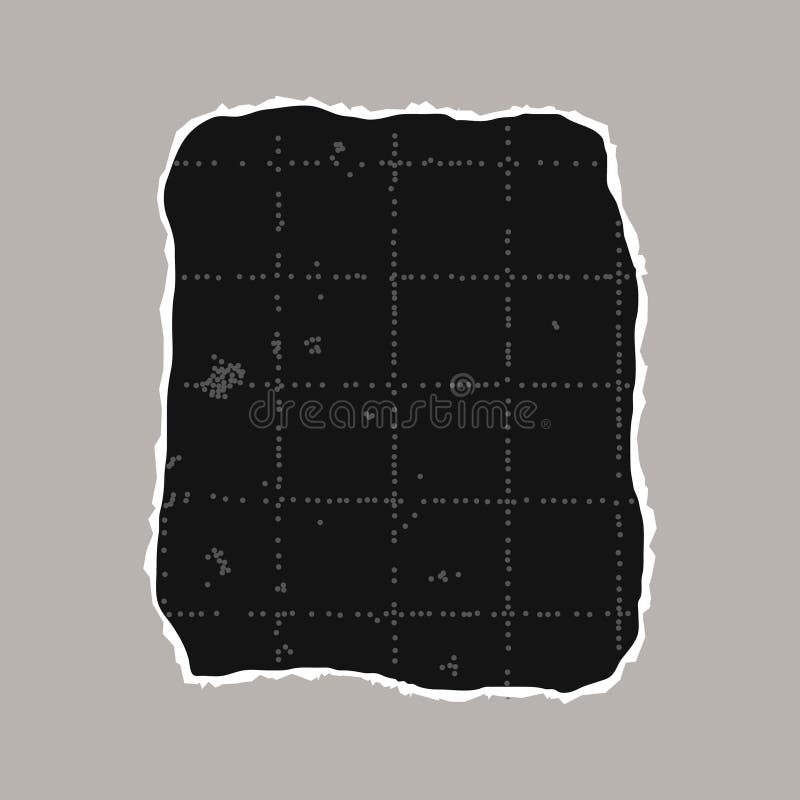 Black Torn Sheet of Checkered Paper with Jagged Edges. Black Dotted ...