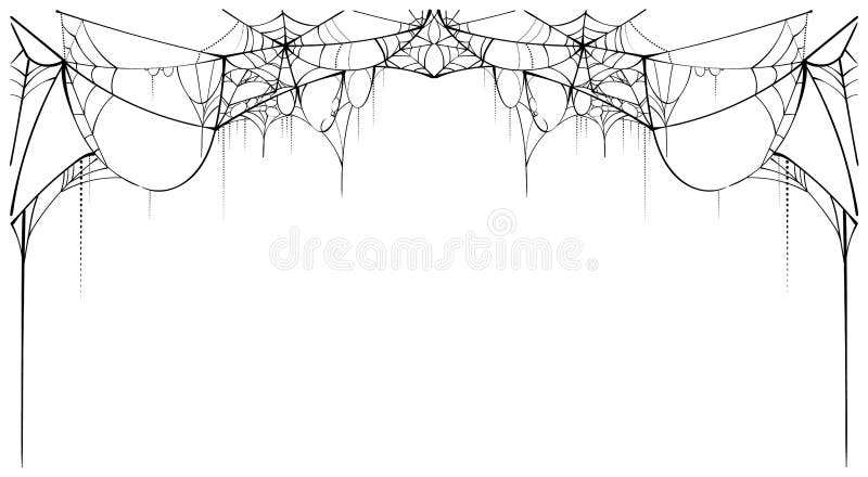 Black Spider and Torn Web. Scary Spiderweb of Halloween Symbol Stock ... Black Spider and Torn Web. Scary Spiderweb of Halloween Symbol Stock ...