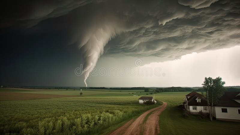 Black Tornado Funnel and Lightning Stock Illustration - Illustration of ...