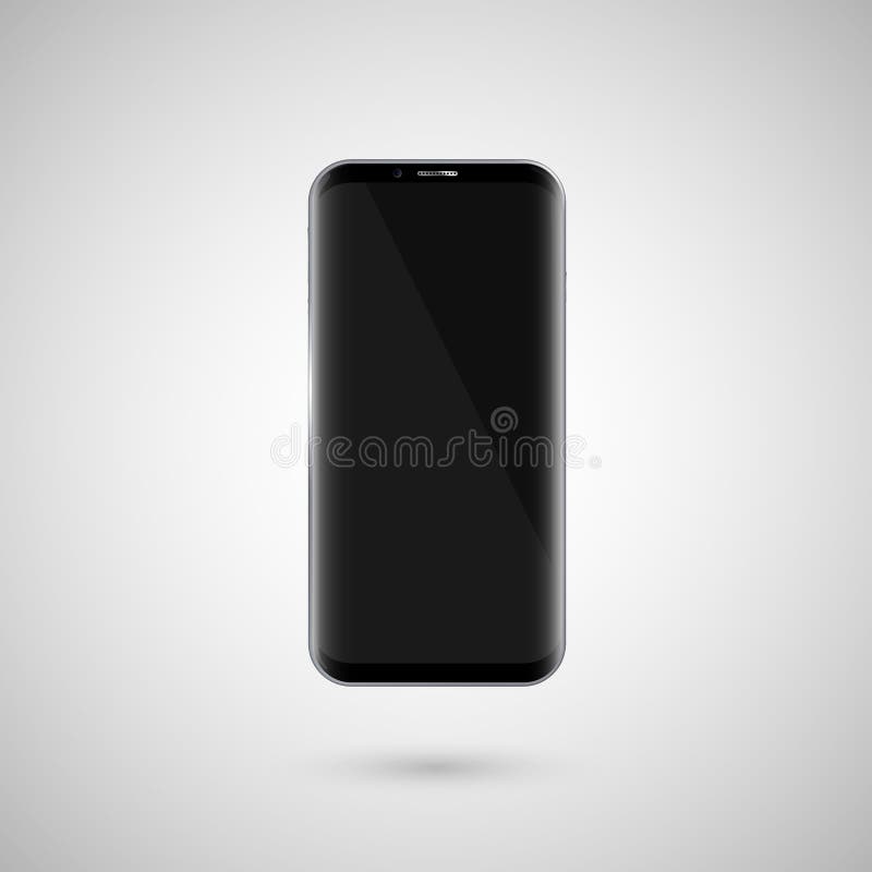 Black Touchscreen Smartphone. Black Screen. Isolated on a White ...