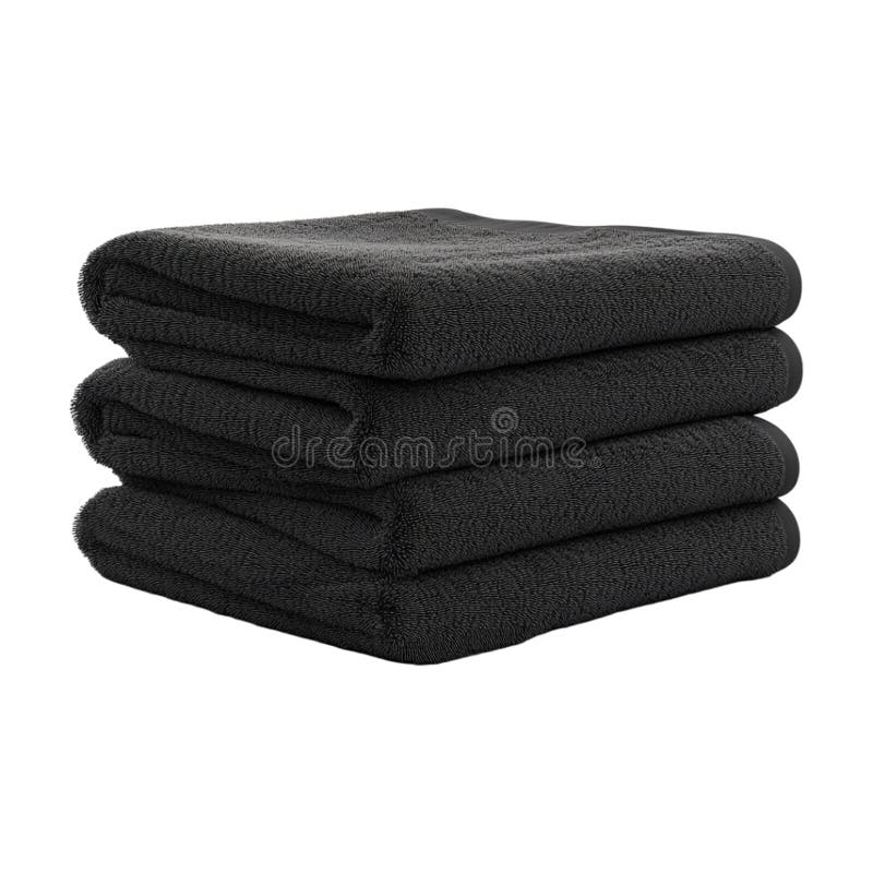 Black Towel Stack on Transparent Background - Ai Generated Stock ...