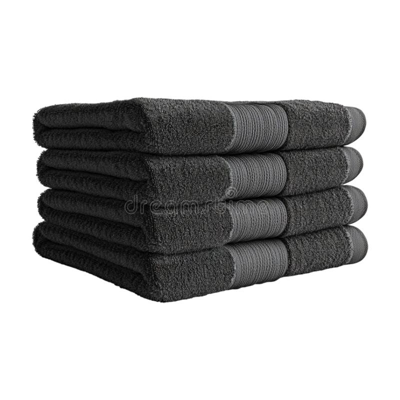 Black Towel Stack on Transparent Background - Ai Generated Stock ...