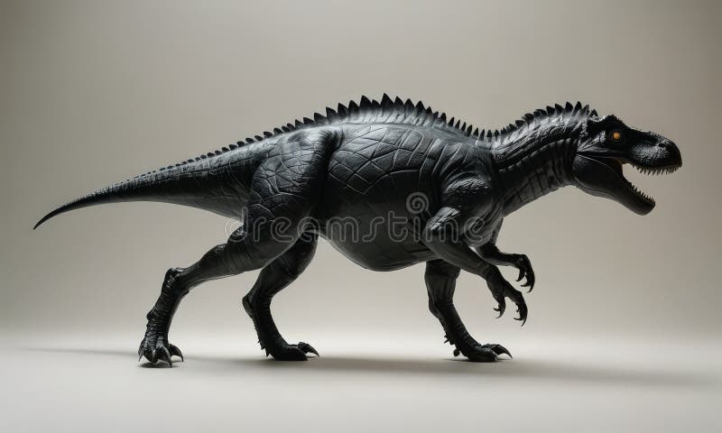 Black Toy Dinosaur with Sharp Teeth and Claws Stands on All Fours ...