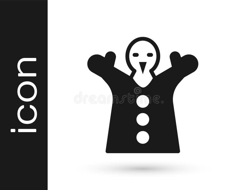 Black Toy Puppet Doll on Hand Icon Isolated on White Background. Vector ...