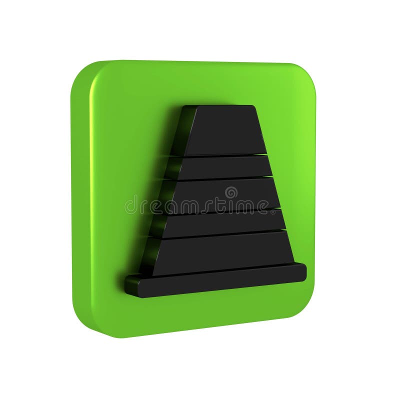 Black Traffic Cone Icon Isolated on Transparent Background. Green ...