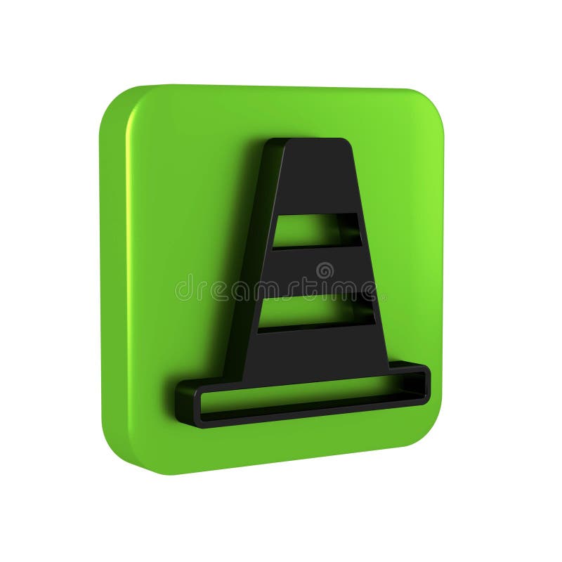 Black Traffic Cone Icon Isolated on Transparent Background. Green ...