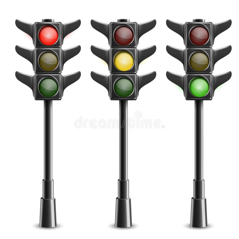 Black Traffic Lights on Pole Stock Vector - Illustration of symbol ...