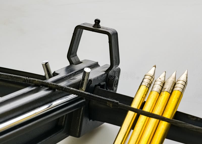Black Training Crossbow with a Black String and Four Arrows on a White ...