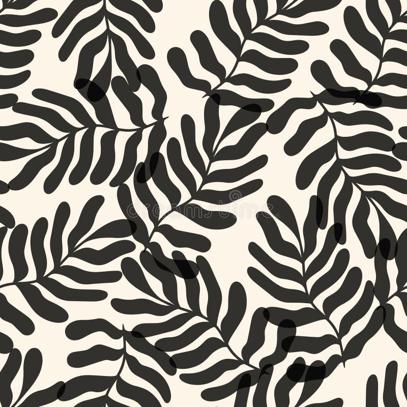 Black Translucent Leaves Vector Repeat Pattern Stock Vector ...