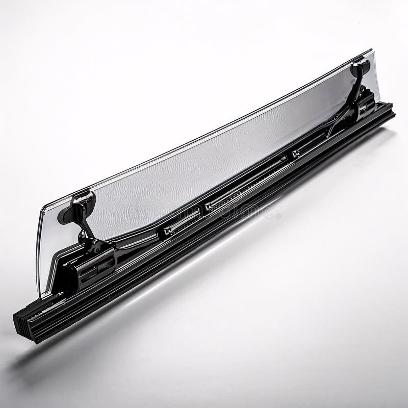 A Black and Transparent Wind Deflector with a Hinged Design, Resting on ...