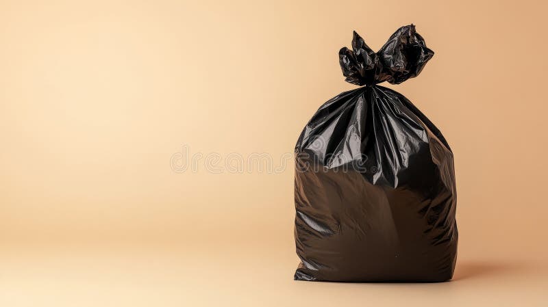 Black Trash Bag Beige Background Empty Space Stock Photos - Free ...