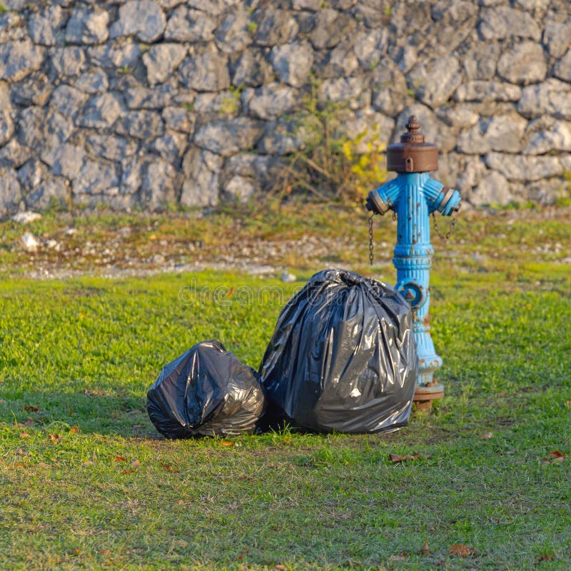 Black Trash Bags stock image. Image of gallon, town - 344206879