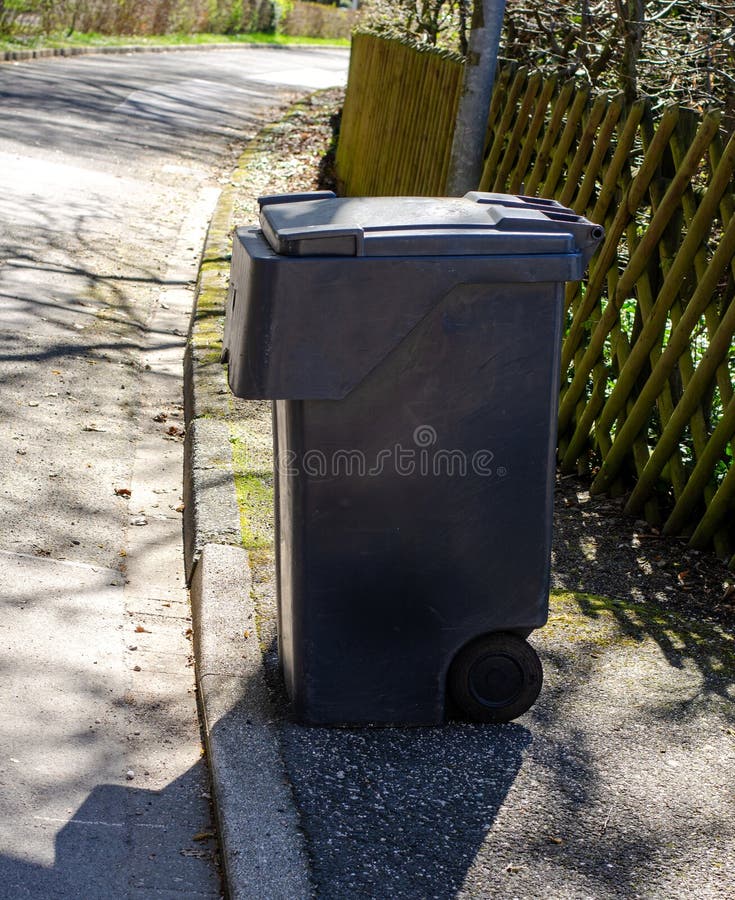 Black Trash Can for Household Waste in Germany Stock Photo - Image of ...