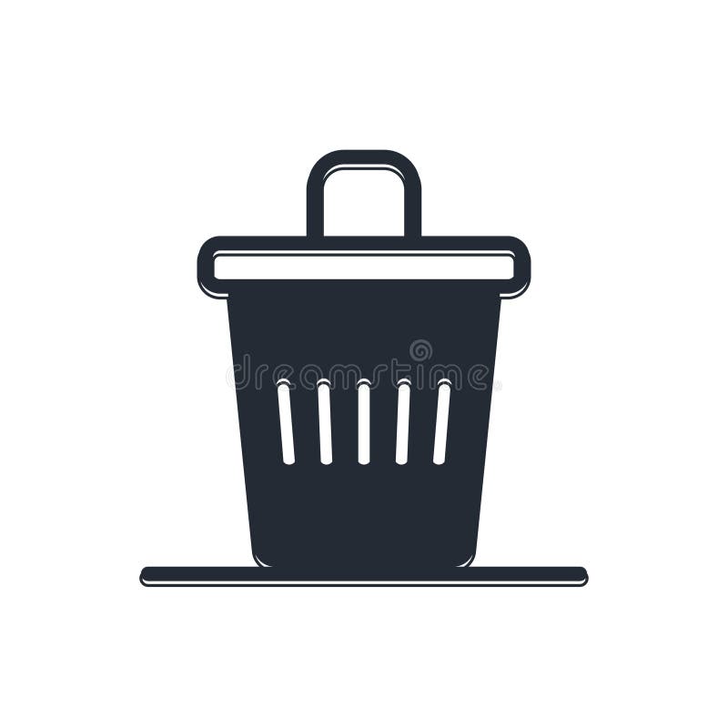 Black Trash Can Icon Isolated on White Background. Garbage Bin Sign ...