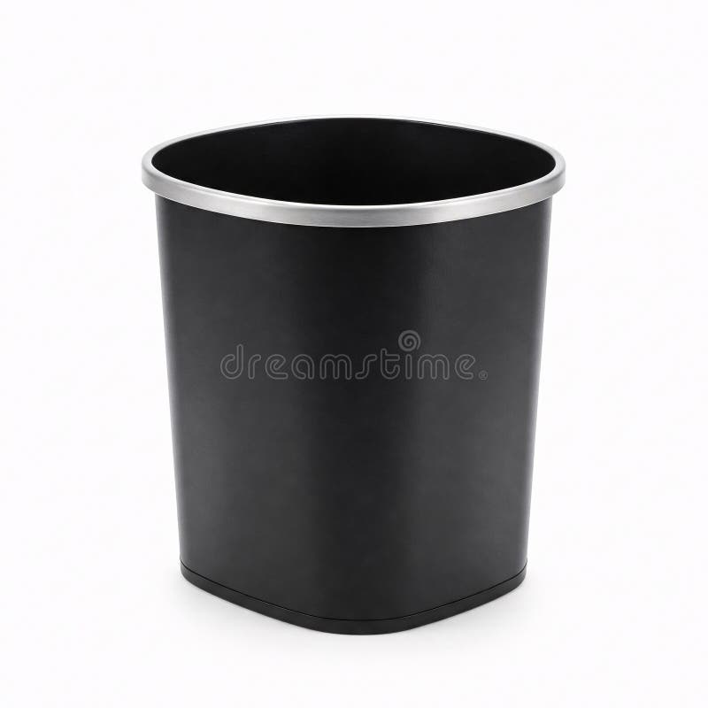 Black Trash Can Isolated on White Background. 3d Illustration Front ...
