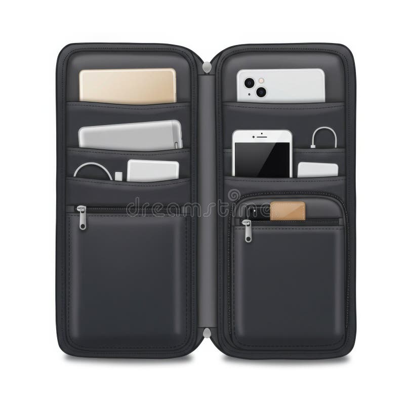 Black Travel Electronics Organizer Case Stock Illustration ...