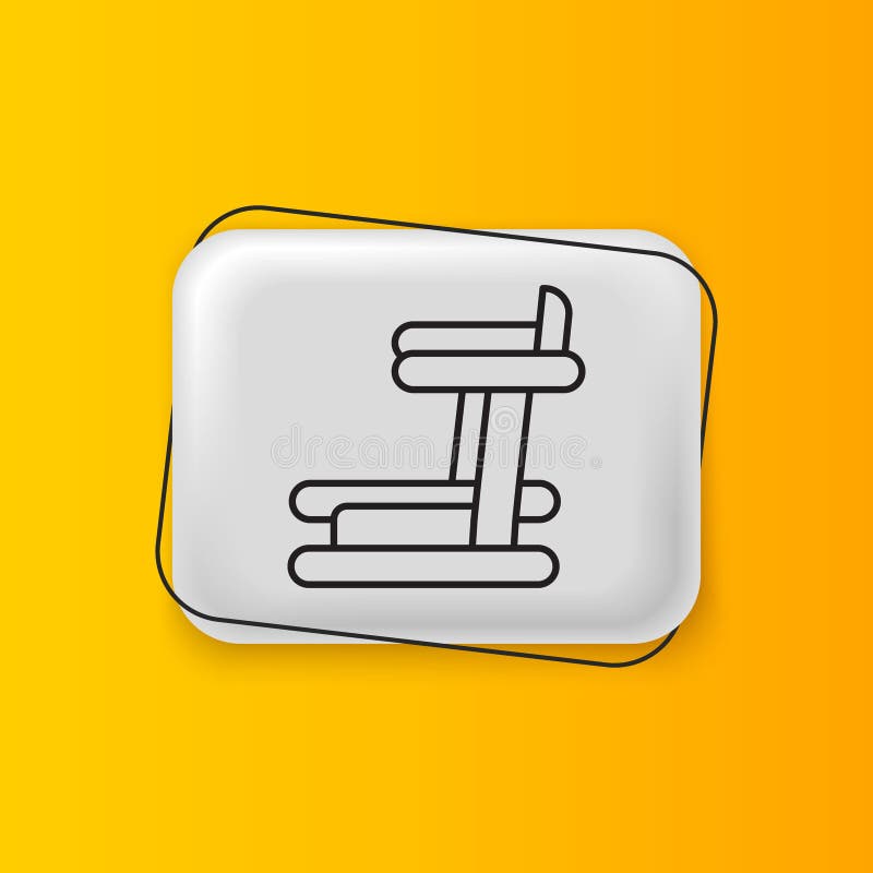 Black Treadmill Machine Icon Isolated on Yellow Background. Silver ...