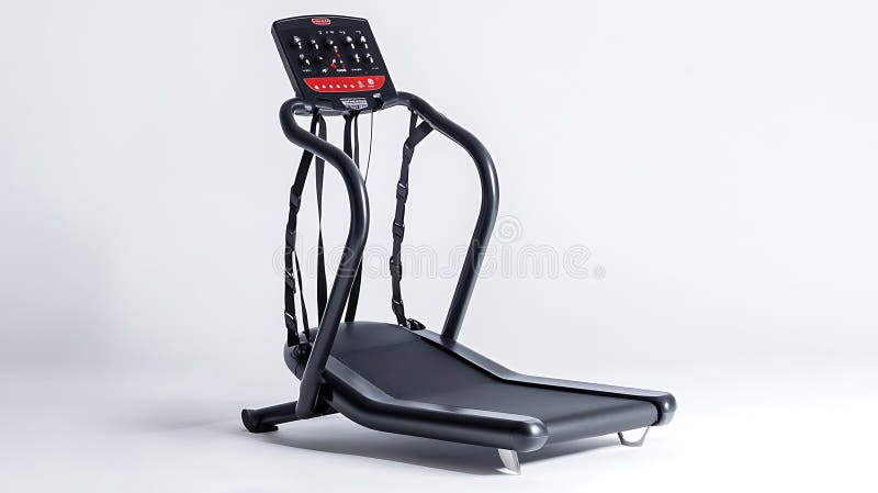 A Black Treadmill with a Red and White Screen Stock Image - Image of ...