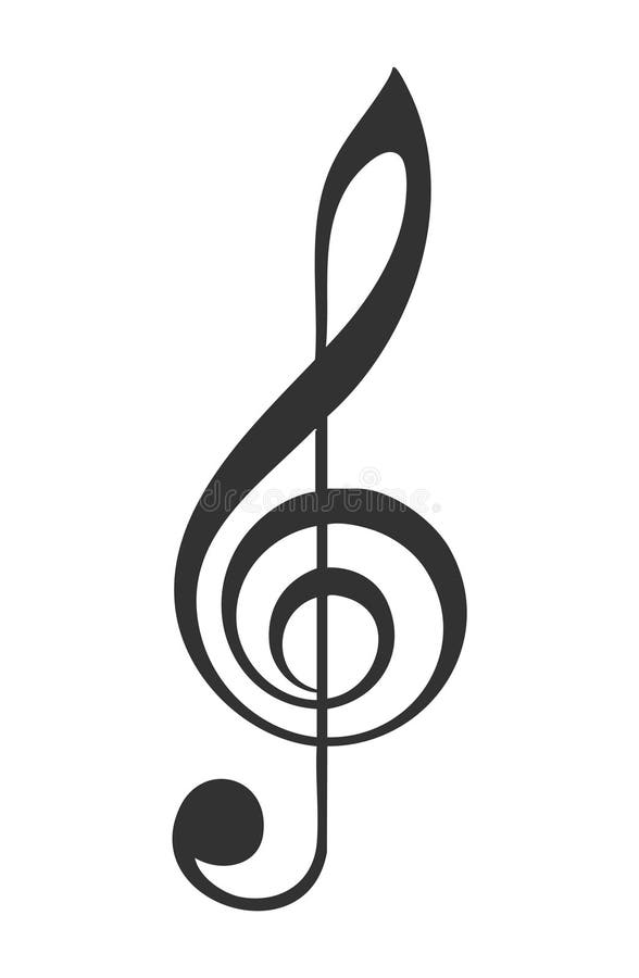Black Treble Clef Musical Note Symbol on a White Background. Stock ...